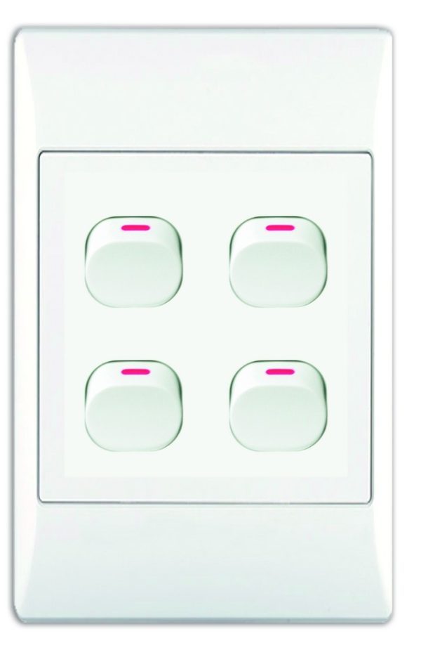 4-LEVER 1-WAY SWITCH 2x4 C/W WHITE COVER PLATE - Dorite Solar